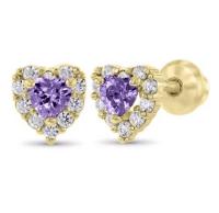 China 925 Sterling Silver 14K Gold Plated Heart CZ Baby Stud Earrings for sale