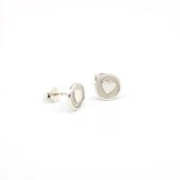 China 925 Sterling Silver 8mm Heart Stud Earrings with Pink Enamel for sale
