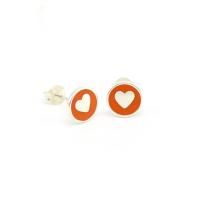 China 925 Sterling Silver 8mm Heart Stud Earrings with Pink Enamel for sale