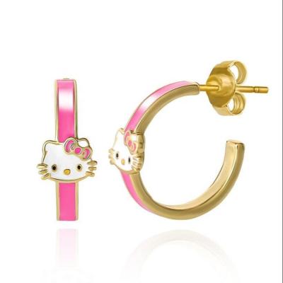 China 925 Silver Cat Hoop Earrings 18K Gold Plated for Children for sale