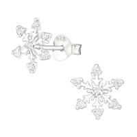 China 925 Sterling Silver Rhodium Plated CZ Snowflake Stud Earrings 2g for sale
