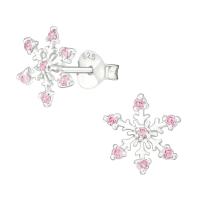 China 925 Sterling Silver Rhodium Plated CZ Snowflake Stud Earrings 2g for sale