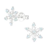 China 925 Sterling Silver Rhodium Plated CZ Snowflake Stud Earrings 2g for sale