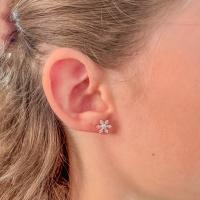 China 925 Sterling Silver Rhodium Plated CZ Snowflake Stud Earrings 2g for sale