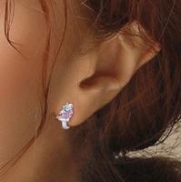 China 925 Sterling Silver Unicorn Huggie Earrings 16mm Pink CZ for Kids for sale