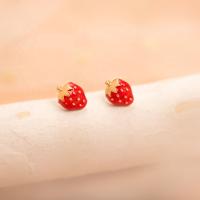 China 925 Sterling Silver Strawberry Stud Earrings for Children 92.5% Purity for sale