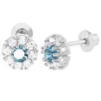 China 925 Silver Flower Stud Earrings with CZ for Children 30PRS MOQ for sale