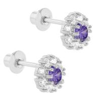 China 925 Silver Flower Stud Earrings with CZ for Children 30PRS MOQ for sale