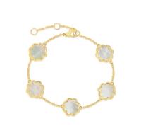 China 18K Gold Plated 925 Sterling Silver Flower Shaped Mother of Pearl Bracelet with 6.5