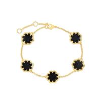 China 18K Gold Plated 925 Sterling Silver Flower Shaped Mother of Pearl Bracelet with 6.5