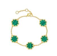 China 18K Gold Plated 925 Sterling Silver Flower Shaped Mother of Pearl Bracelet with 6.5