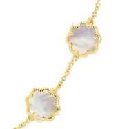 China 18K Gold Plated 925 Sterling Silver Flower Shaped Mother of Pearl Bracelet with 6.5