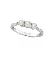 China Wholesale 925 Sterling Silver Freshwater Pearl Ring with Diamond Accent in 18k Gold Plated AAAA Grade Band Ring for sale