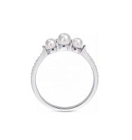 China Wholesale 925 Sterling Silver Freshwater Pearl Ring with Diamond Accent in 18k Gold Plated AAAA Grade Band Ring for sale