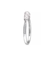 China Wholesale 925 Sterling Silver Freshwater Pearl Ring with Diamond Accent in 18k Gold Plated AAAA Grade Band Ring for sale