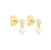 China 18K Gold Vermeil Freshwater White Pearl Stud Earrings in 925 Sterling Silver for Women for sale