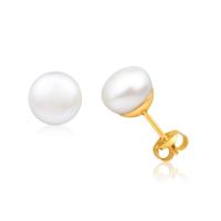 China 9mm Gold Plated 925 Sterling Silver Freshwater Pearl Stud Earrings for Women with 50PRS MOQ for sale