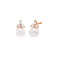 China 925 Sterling Silver AAAA Grade Gold Plated Freshwater Pearl Stud Earrings with Diamond Studs for sale