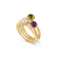 China Custom Women Girls Handmade Stacking Rings Set with Freshwater Pearl and 925 Sterling Silver for sale