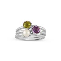 China Custom Women Girls Handmade Stacking Rings Set with Freshwater Pearl and 925 Sterling Silver for sale