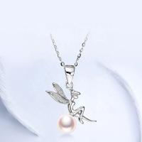 China Handmade 925 Sterling Silver Pearl Inlay Angel Charm Pendant Necklace with Custom Logo Service for sale