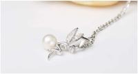 China Handmade 925 Sterling Silver Pearl Inlay Angel Charm Pendant Necklace with Custom Logo Service for sale