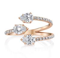 China 18K Gold Plated Three Stone Prong Pearl Adjustable Ring in 925 Sterling Silver for sale