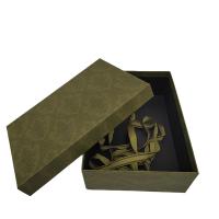 China Dark Green Luxury Gift Box Packaging Gift Paper Box E Commerce With Tie for sale