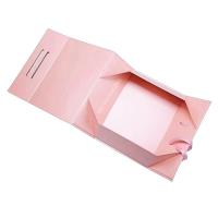 China Magnetic Closure Flap Foldable Gift Boxes Pink Plain Printed With Hinged Lid for sale