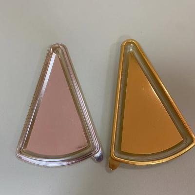 China Triangular Cake Box Disposable Transparent Blister With Gold Bottom Food Grade  Packing Box for sale