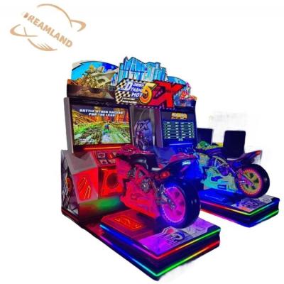 China Dreamland Double Players Arcade Driving Car Game Machine 42 Inch HD Screen 400W Coin Operated Motorcycle Simulator for sale