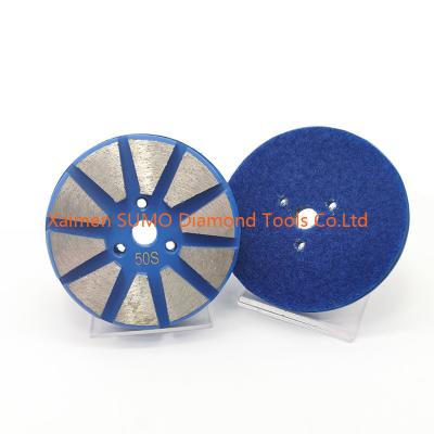 China 3 inch 10 double arc Segments Velcro Backed concrete grinding disc for Stonekor concrete grinder for sale