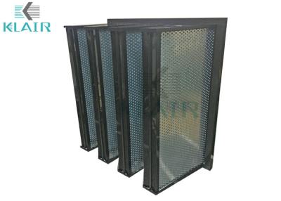 China Activated Carbon Granule V Bank Compact Air Filter Plastic / Galvanized Steel Frame for sale
