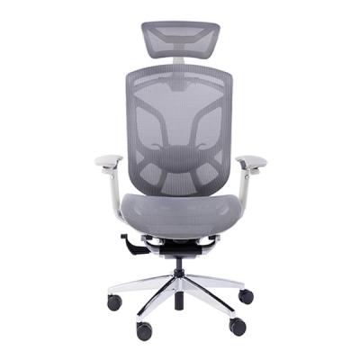 China Ergonomic Swivel Grey Mesh Back Task Chair With 3D Armrest And Lumber Support for sale