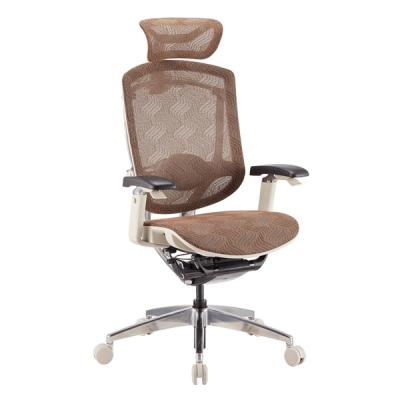 China Grey Frame Mesh Office Chair Revolving Seating Polished Aluminum for sale