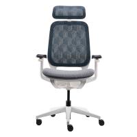 China White Ergo Task Chair with Headrest Mesh Revolving Ergonomic Office Chair for sale