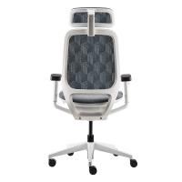 China White Ergo Task Chair with Headrest Mesh Revolving Ergonomic Office Chair for sale