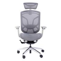 China Grey Plastic Rotating Chair Comfort Water Fall Design 3D Support Headrest Mesh Office Chairs for sale