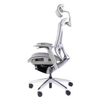 China Grey Plastic Rotating Chair Comfort Water Fall Design 3D Support Headrest Mesh Office Chairs for sale