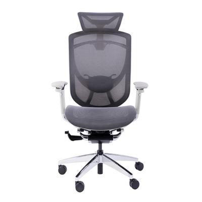 China Adjustable Lumbar Support Chair Grey Ergonomic Office Rotation for sale