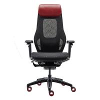 China Ergonomic Swivel Gaming Chair Red Leather Headrest Black PA Frame for sale