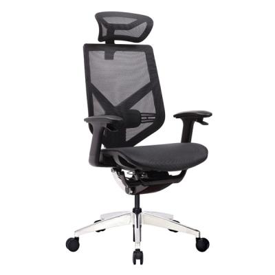 China 3D Swivel High Back Mesh Office Chair​ Ergonomic Polished Aluminum for sale