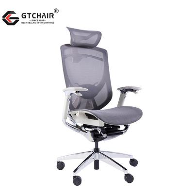 China Height Adjustable Ergonomic Chairs Chromed Swivel Office Mesh Rolling Wirh Headrest for sale