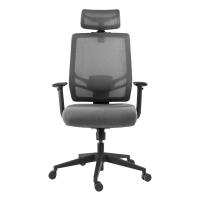 China High Back Executive Office Chair 340mm With Headrest Full Grey Mesh Ergonomic for sale