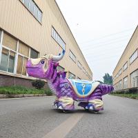 China 350W Battery Operated Electric Ride On Dinosaur Animatronic Walking Dinosaur OEM for sale