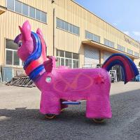 China Jurassic World Park Electric Ride On Unicorn With Delightful Pink Body Coin Operate for sale