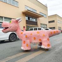 China Pink Color Life Size Realistic Animatronic Dinosaur Ride , Kids Ride On Electric Dinosaur for sale