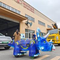 China Jurassic Park Large Electric Dinosaur Riding Toy 100kg Load Electric Ride On Triceratops for sale