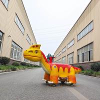 China Jurassic Park Ride On Dinosaur For Kids 100kg Load Big Yellow Electric Dinosaur Scooter for sale