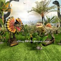 China Life Size Animatronic Dilophosaurus Dinosaur Model for Theme Parks for sale